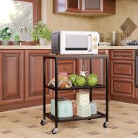 China Wood And Stainless Steel Moveable Rolling Small Microwave Cart Trolley For Utility Storage for sale