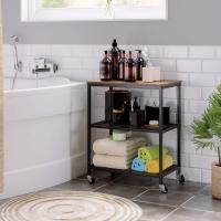 China Wood And Stainless Steel Moveable Rolling Small Microwave Cart Trolley For Utility Storage for sale