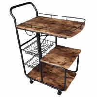 China Metal Frame MDF Wood Modern Kitchen Cart Rolling Serving Cart 3 Tier for sale