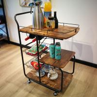 China Metal Frame MDF Wood Modern Kitchen Cart Rolling Serving Cart 3 Tier for sale
