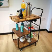 China Metal Frame MDF Wood Modern Kitchen Cart Rolling Serving Cart 3 Tier for sale