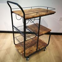 China Metal Frame MDF Wood Modern Kitchen Cart Rolling Serving Cart 3 Tier for sale