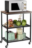 China Wood And Stainless Steel Moveable Rolling Small Microwave Cart Trolley For Utility Storage for sale