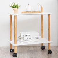 China ODM Natural Bamboo Wooden Rolling Kitchen Cart On Wheels for sale