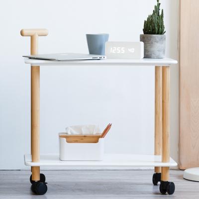 China ODM Natural Bamboo Wooden Rolling Kitchen Cart On Wheels for sale