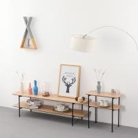 China BSCI Industrial MDF Wooden 3 Shelf TV Stand Media Console T Shpe for sale