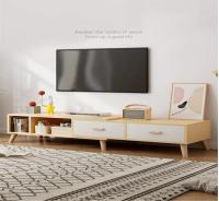 China Extendable Veneer TV Console Cabinet Long Media Console 3 Drawers Simple Style for sale