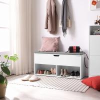 China SGS Entryway Small Cube Shoe Rack Furniture Wooden Shoe Cupboard With Seat for sale