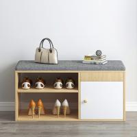 China FSC Wooden Shoe Rack Furniture Organizer Cabinet With Door And Soft Cushion for sale