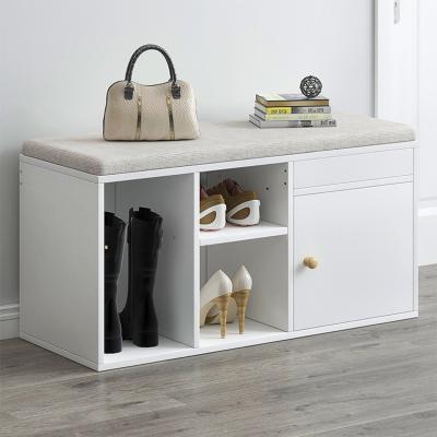 China FSC Wooden Shoe Rack Furniture Organizer Cabinet With Door And Soft Cushion for sale