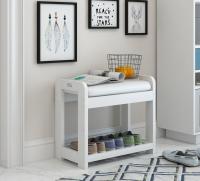 China OEM Entryway Wood Small Shoe Bench With Cushion 2 Tier for sale