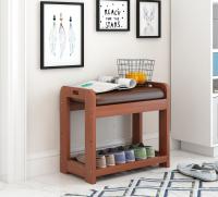 China OEM Entryway Wood Small Shoe Bench With Cushion 2 Tier for sale