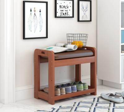 China OEM Entryway Wood Small Shoe Bench With Cushion 2 Tier for sale