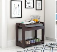 China OEM Entryway Wood Small Shoe Bench With Cushion 2 Tier for sale