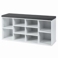China 2 Tier Wooden Cubby Hallway Shoe Storage Bench With Cushion 10 Slot for sale