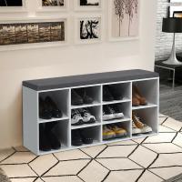 China 2 Tier Wooden Cubby Hallway Shoe Storage Bench With Cushion 10 Slot for sale