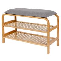 China Eco Friendly Bamboo Shoe Rack Furniture Entryway Shoe Storage Bench With Cushion for sale