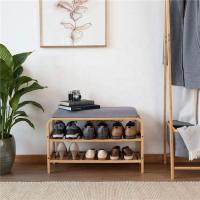 China Eco Friendly Bamboo Shoe Rack Furniture Entryway Shoe Storage Bench With Cushion for sale
