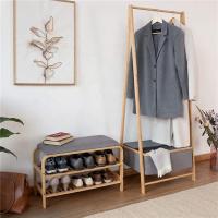 China Eco Friendly Bamboo Shoe Rack Furniture Entryway Shoe Storage Bench With Cushion for sale