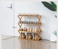 China Foldable Wooden Bamboo Panel Shoe Rack Furniture 3 Tier for sale