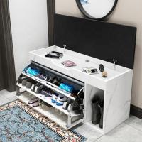 China Modern Wooden Small Shoe Bench Entryway Cabinet With Soft Seat Cushion for sale