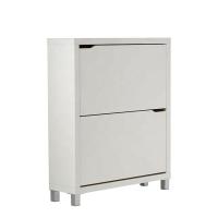 China Customized Contemporary White Wooden Flip Down closed Shoe Rack Furniture 2 Tier For hallway for sale