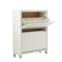 China Customized Contemporary White Wooden Flip Down closed Shoe Rack Furniture 2 Tier For hallway for sale