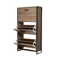 China MDF Wooden 3 Tiers Flip Down Shoe Rack Furniture Organizer Cabinet For Home for sale