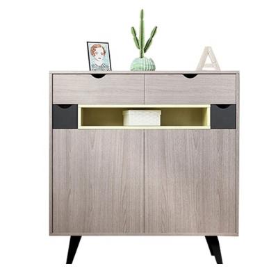China Wooden Doorway Shoe Rack Cabinet Tall Shoe Cabinet Storage 4 Tiers 2 Drawers for sale