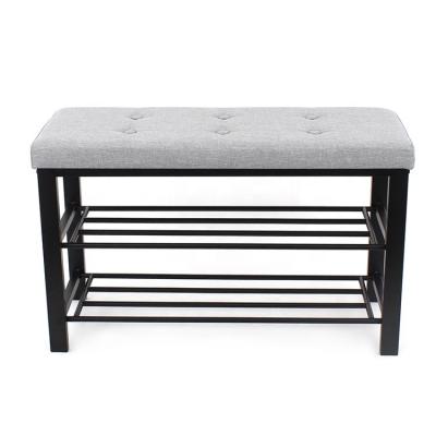 China Customized Metal Fabric Shoe Rack Furniture Storage Bench For hallway for sale