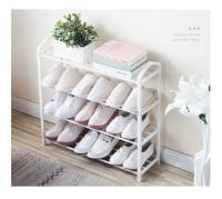 China Oem 4 Tier Small Shoe Rack Organizer Black Metal Iron Curved Handle for sale