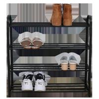 China Oem 4 Tier Small Shoe Rack Organizer Black Metal Iron Curved Handle for sale