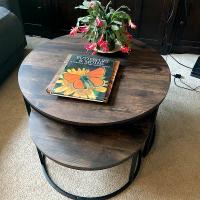 China OEM Living Room Wood And Metal Nesting Tables Nesting Round Side Tables for sale
