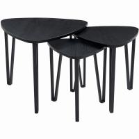 China Modern Black Chipboard Wood Nest Of 3 Coffee Tables Set For Living Room for sale