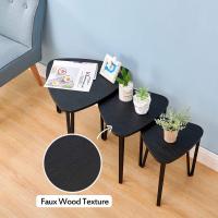 China Modern Black Chipboard Wood Nest Of 3 Coffee Tables Set For Living Room for sale
