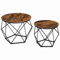 China Big Antique Nested Walnut Wood And Metal Coffee Table for sale