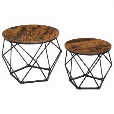 China Big Antique Nested Walnut Wood And Metal Coffee Table for sale