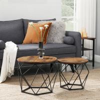 China Big Antique Nested Walnut Wood And Metal Coffee Table for sale