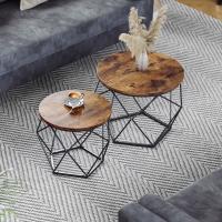 China Big Antique Nested Walnut Wood And Metal Coffee Table for sale