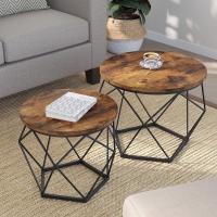 China Big Antique Nested Walnut Wood And Metal Coffee Table for sale