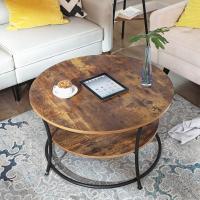 China Minimalist Nordic Nesting Round Wood And Metal Coffee Table Mesa De Centro for sale