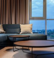 China Contemperary Oval Mdf Wood And Metal Coffee Table Set Furniture For Living Room for sale