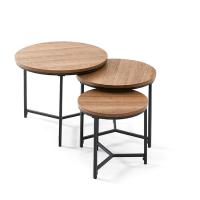 China Living Room Small Brown Round Nesting Coffee Table Set Furniture for sale