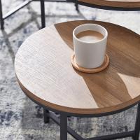 China Living Room Small Brown Round Nesting Coffee Table Set Furniture for sale