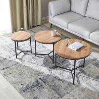 China Living Room Small Brown Round Nesting Coffee Table Set Furniture for sale