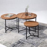 China Living Room Small Brown Round Nesting Coffee Table Set Furniture for sale