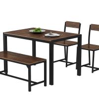 China Customized Wood Metal Dining Table With Bench And Chairs For Restaurant for sale