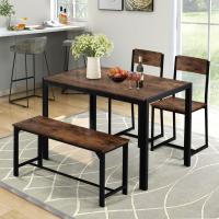 China Customized Wood Metal Dining Table With Bench And Chairs For Restaurant for sale