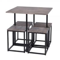 China Black Oak Dining Room Set Wooden Table And Chairs For Bar Kitchen for sale