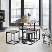 China Black Oak Dining Room Set Wooden Table And Chairs For Bar Kitchen for sale